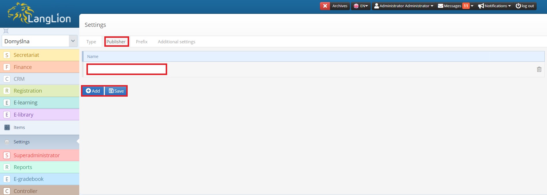 Support LangLion | E-library settings
