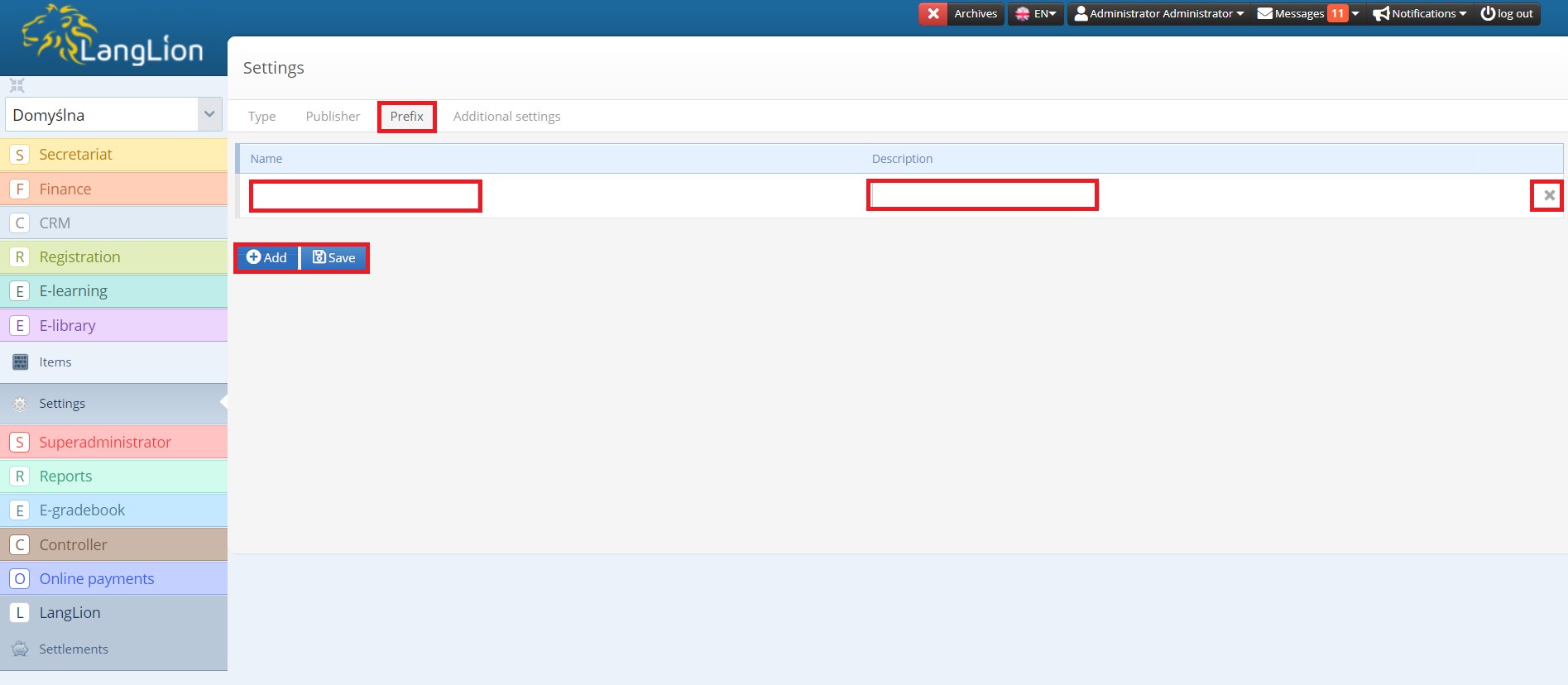 Support LangLion | E-library settings