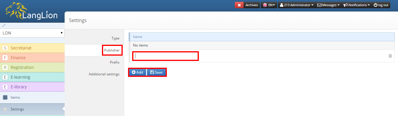 Support LangLion | E-library settings