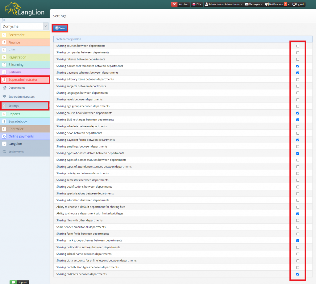 Support LangLion | Superadministrator