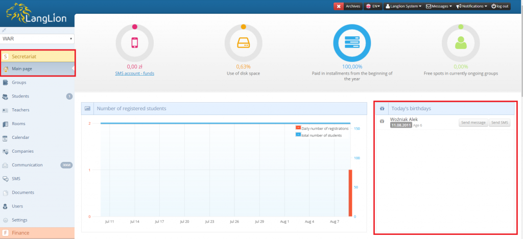 Support LangLion | How to set up the birthday module and send wishes to students?