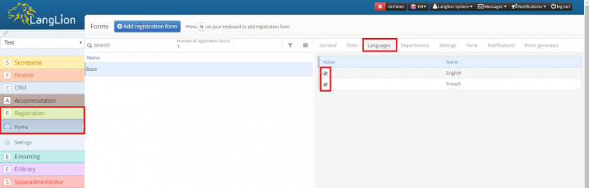 Support LangLion | Registration forms generator