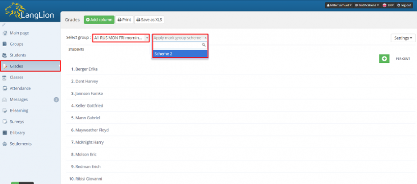 Support LangLion | Mark group schemes